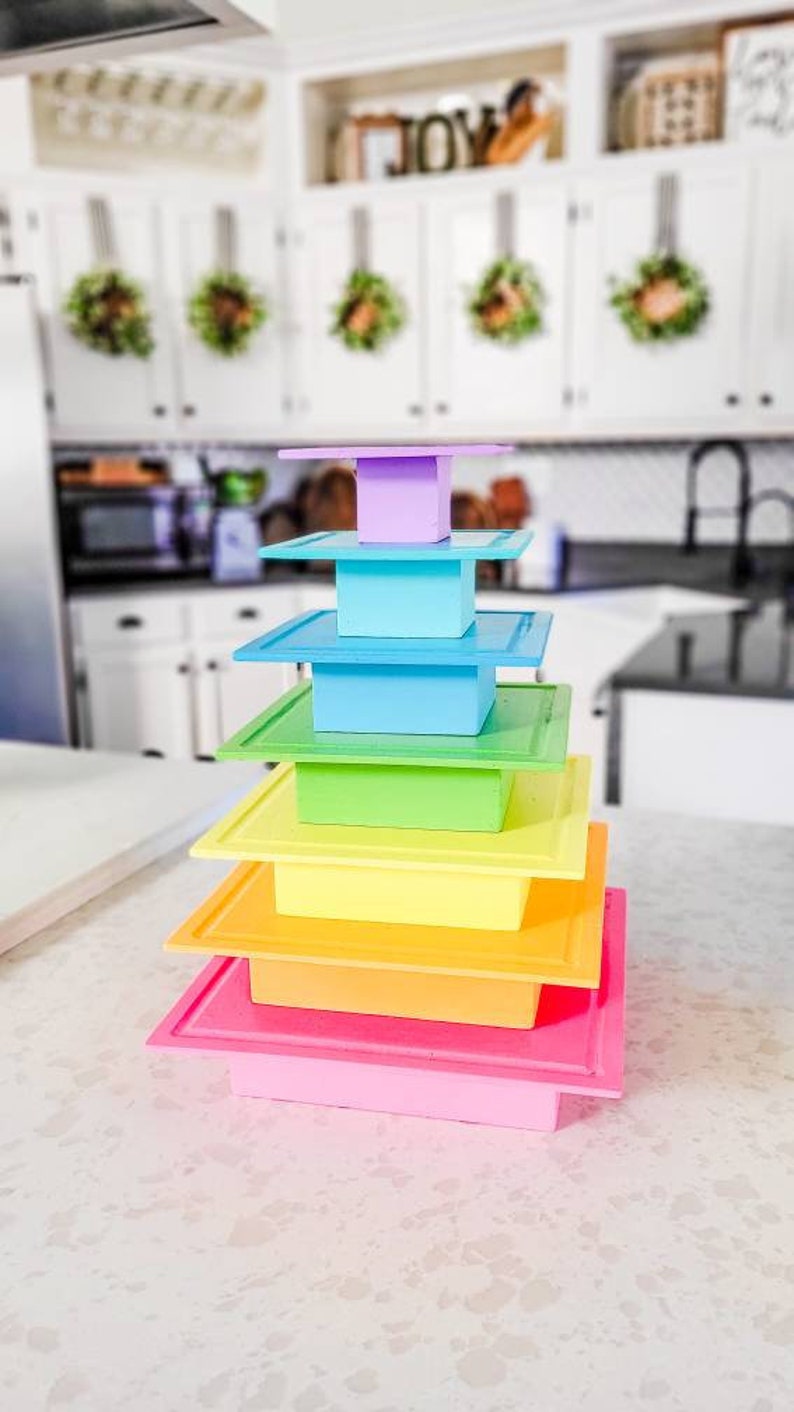 Square Macaron Tower 5 Tier 7 Tier Rainbow Tower Macaroon - Etsy