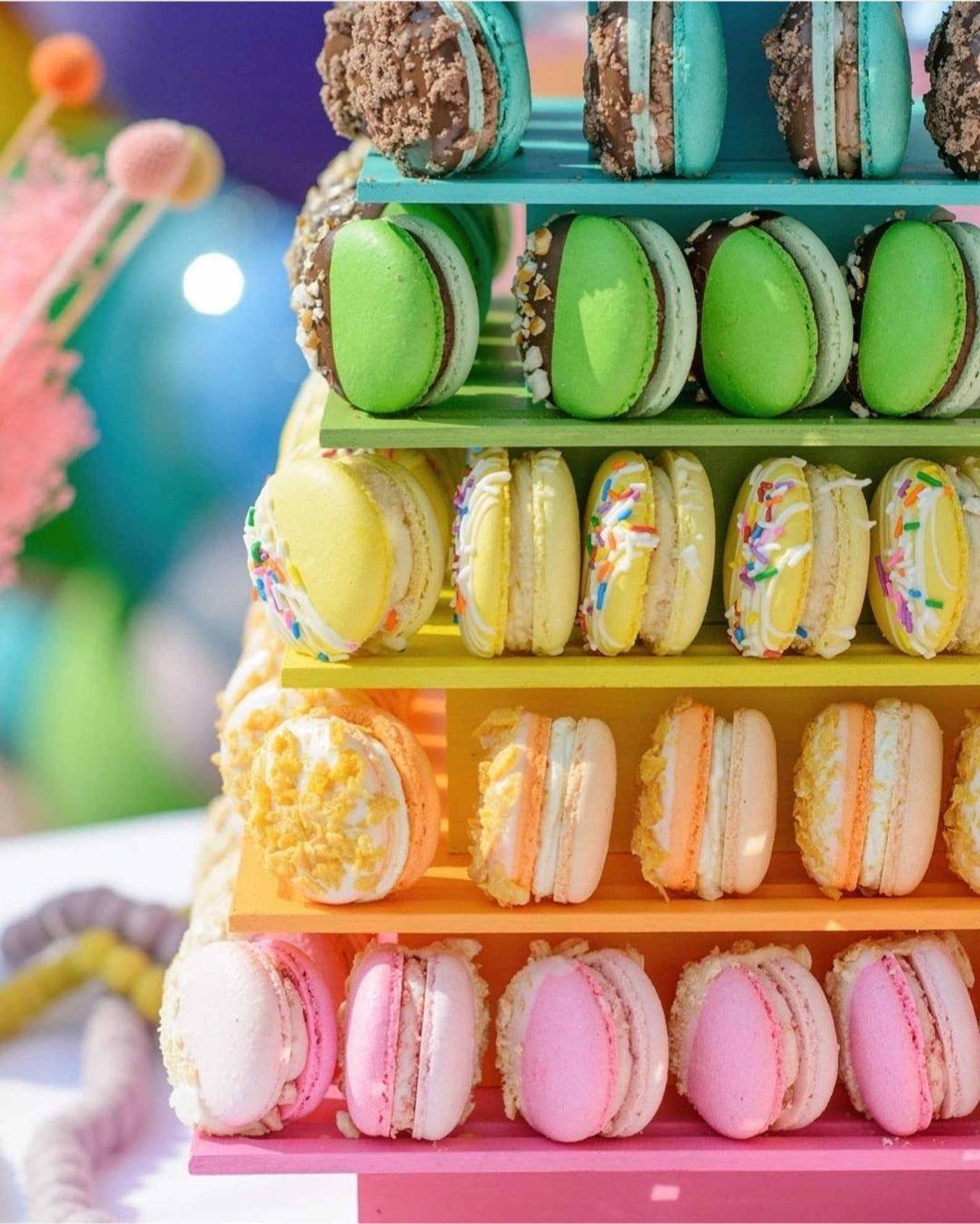 Square Macaron Tower 5 Tier 7 Tier Rainbow Tower Macaroon | Etsy