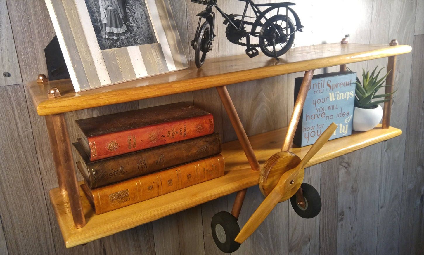 LARGE Cedar Airplane Shelf, Cedar Wood Airplane Shelf, Airplane Decor ...