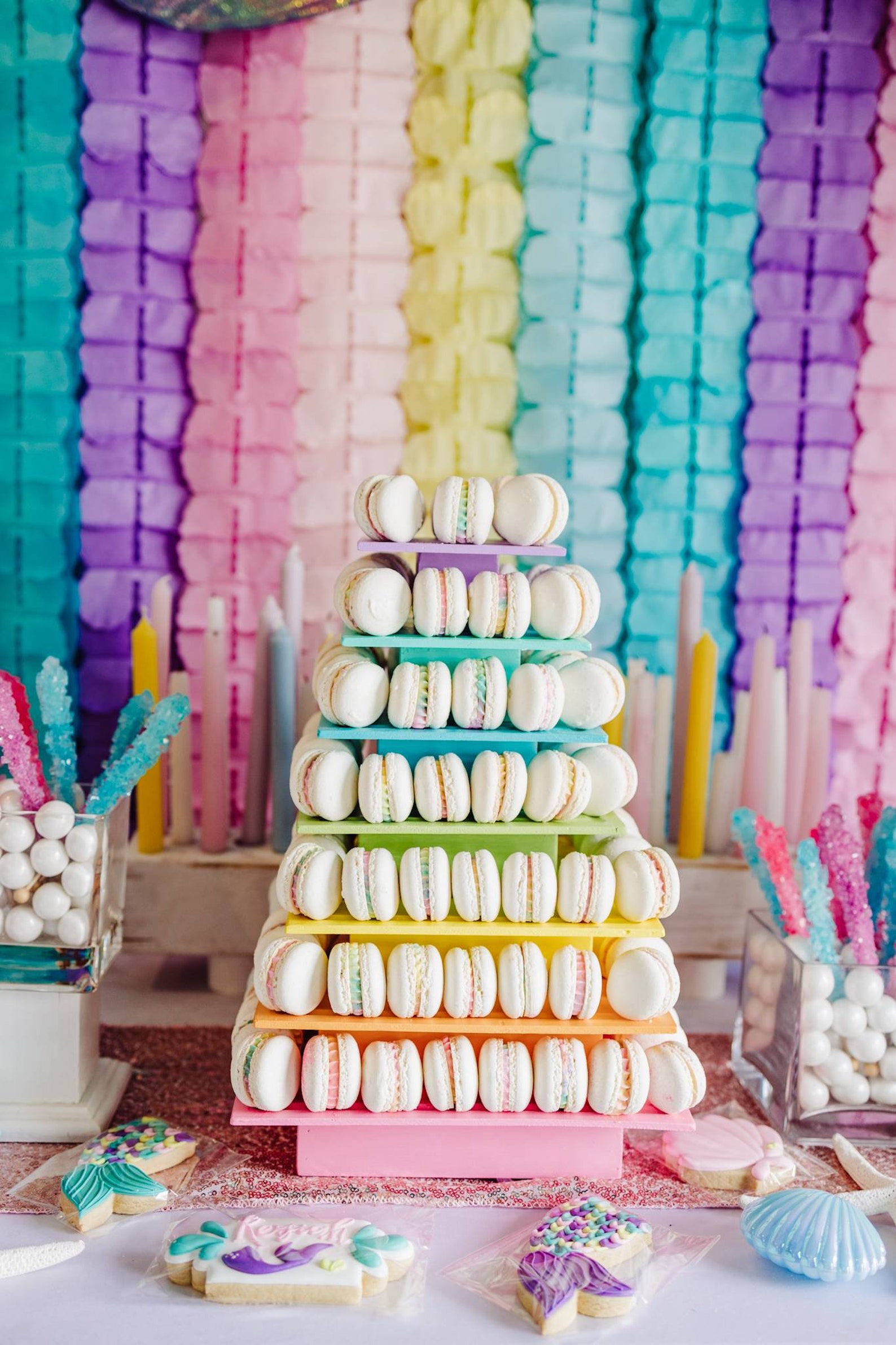 Square Macaron Tower 5 Tier 7 Tier Rainbow Tower Macaroon | Etsy