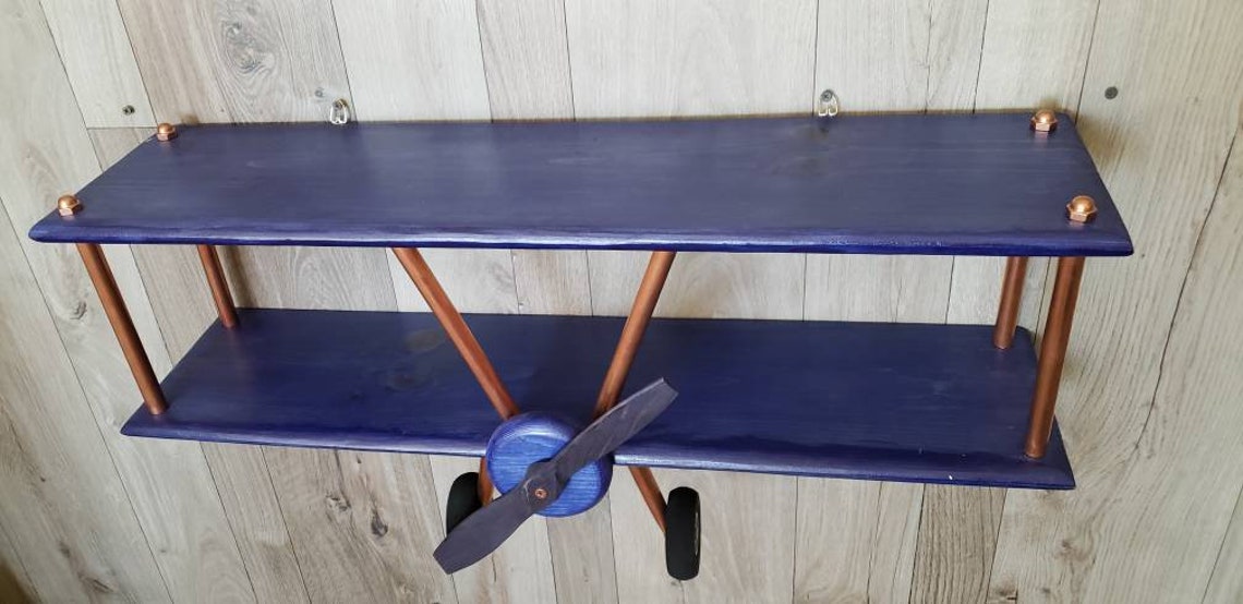 LARGE Navy Airplane Shelf Biplane Blue Airplane Airplane - Etsy