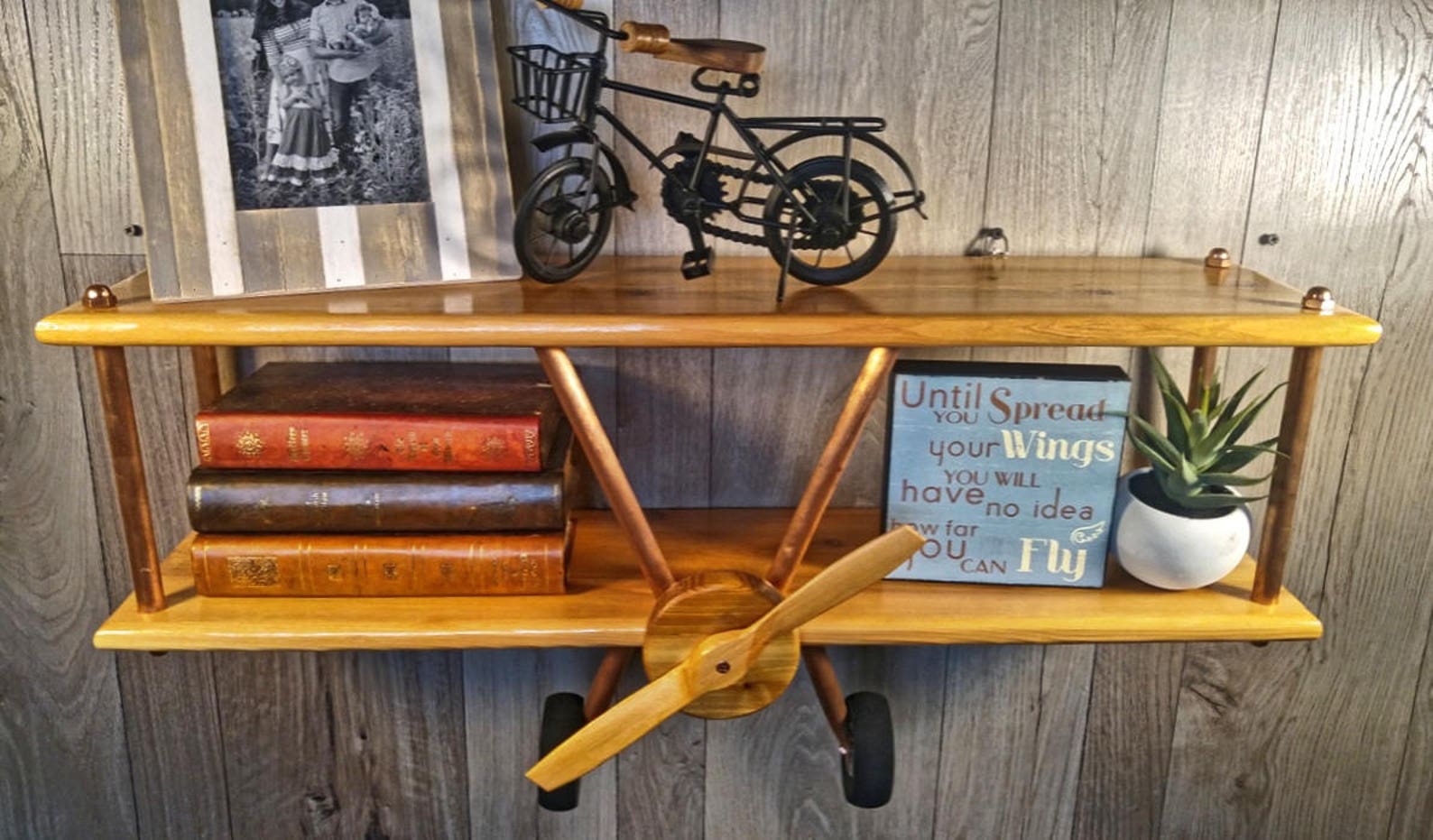 LARGE Cedar Airplane Shelf, Cedar Wood Airplane Shelf, Airplane Decor ...