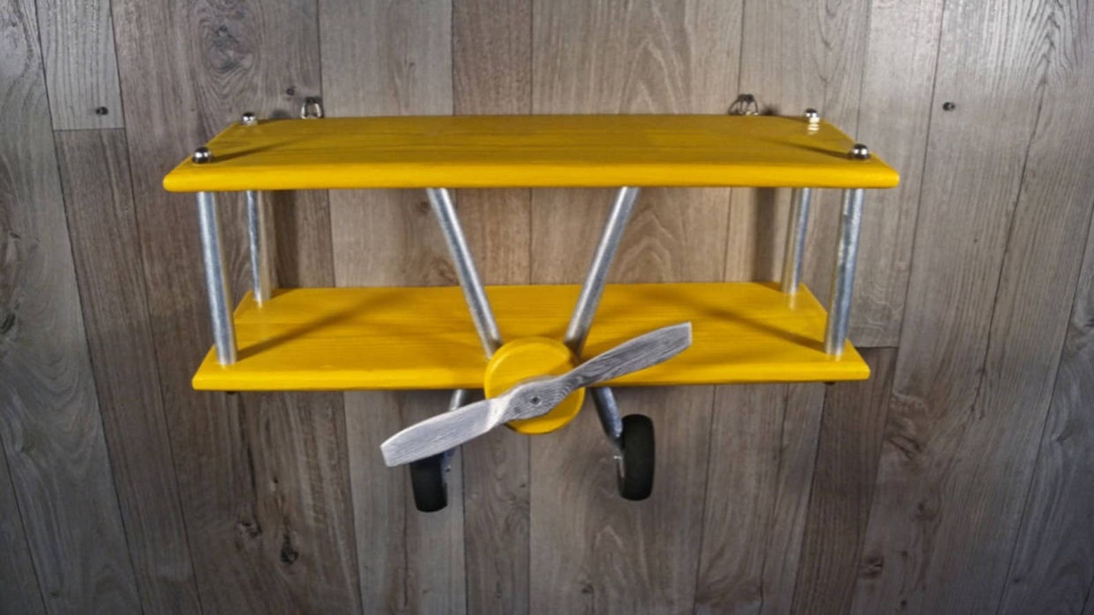 MEDIUM Airplane Shelf, Biplane Shelf, Yellow Airplane Shelf, Airplane ...