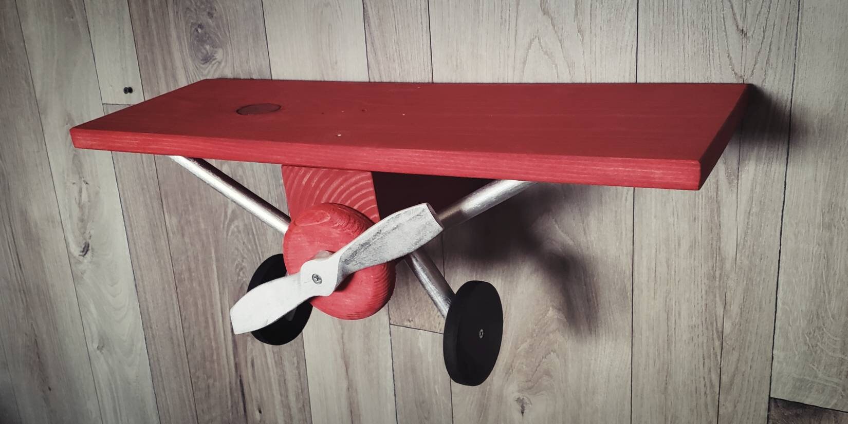 Medium Red Stained Airplane Shelf, Airplane Decor, Airplane Nursery ...
