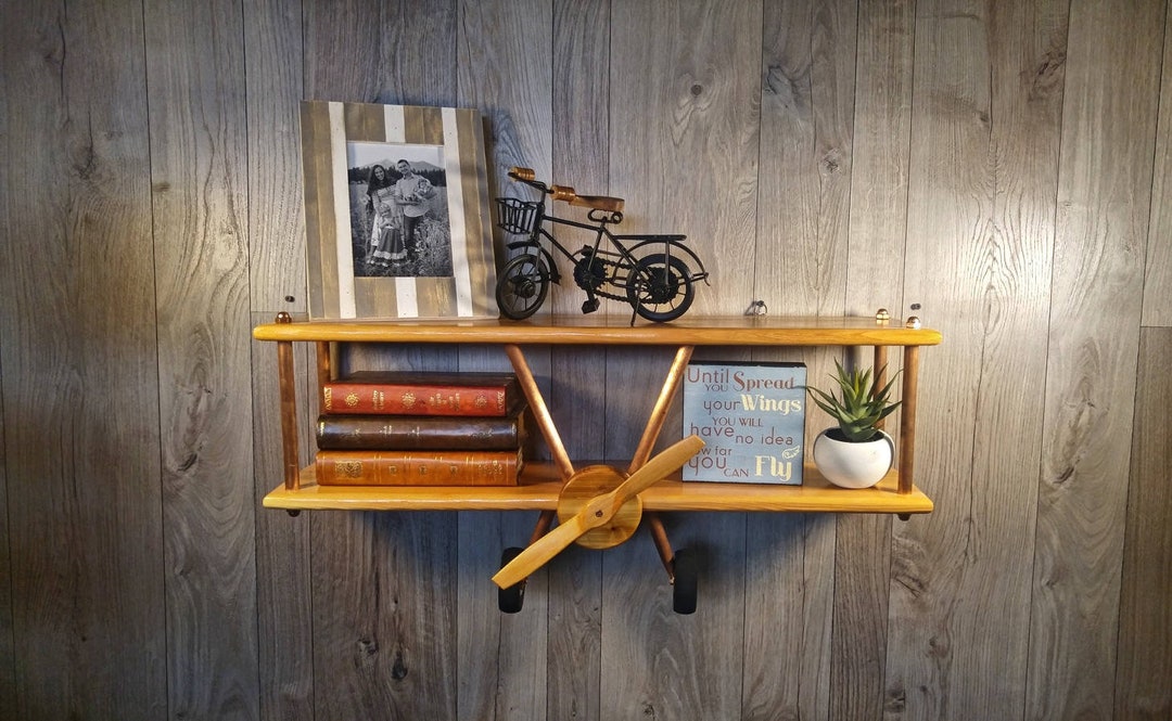 LARGE Cedar Airplane Shelf, Cedar Wood Airplane Shelf, Airplane Decor ...