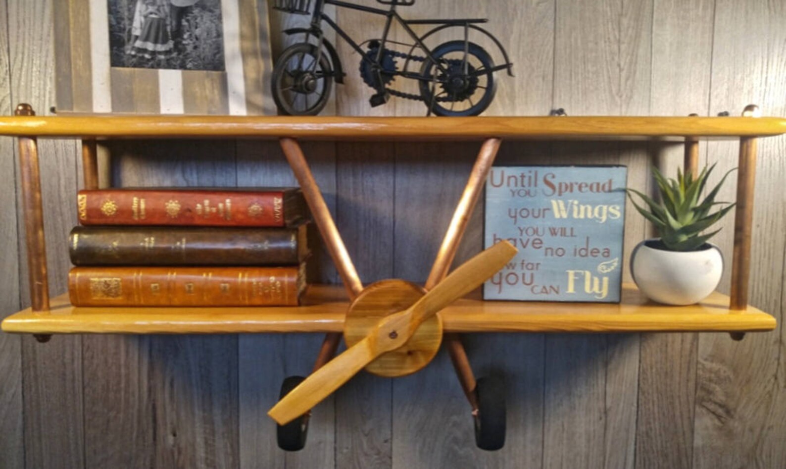 LARGE Cedar Airplane Shelf, Cedar Wood Airplane Shelf, Airplane Decor ...
