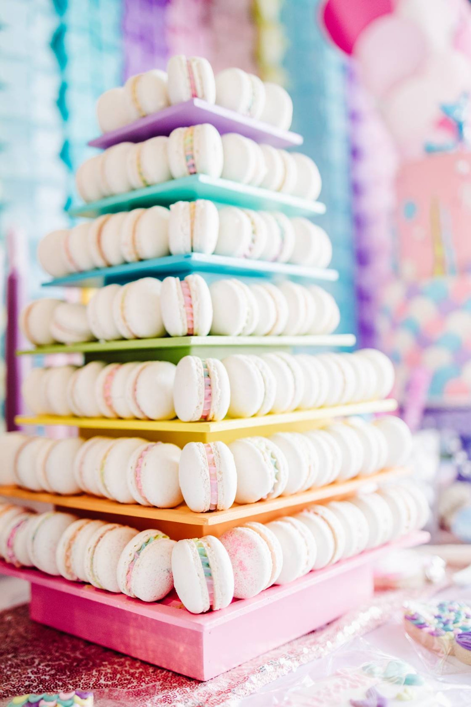 Square Macaron Tower 5 Tier 7 Tier Rainbow Tower Macaroon | Etsy