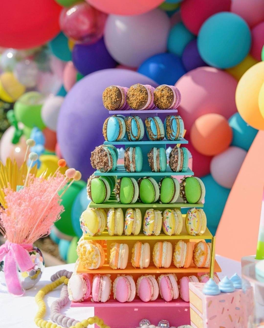 Square Macaron Tower, 5 Tier, 7 Tier, Rainbow Tower, Macaroon Tower - Etsy
