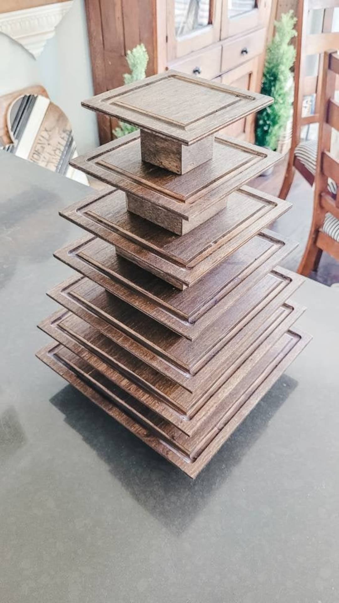 Square Macaron Tower, 5 Tier, 7 Tier, Dark Stain Tower, Macaron Tower ...