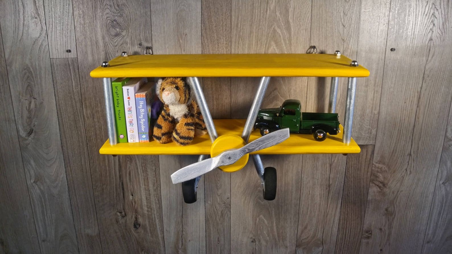 MEDIUM Airplane Shelf, Biplane Shelf, Yellow Airplane Shelf, Airplane ...