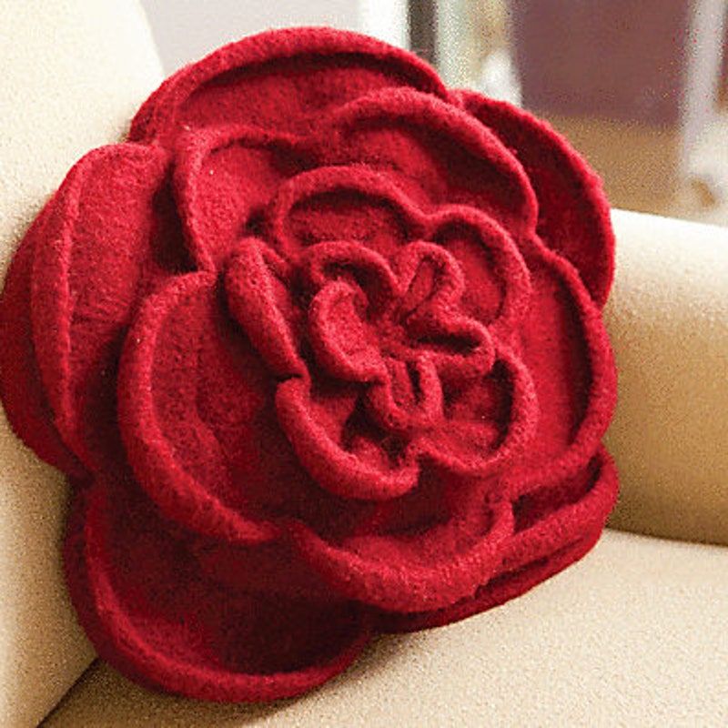 Felt Rose Pillow - Etsy