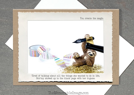 Sloth Blank Page Greeting Card for the Writer or Creative | Etsy