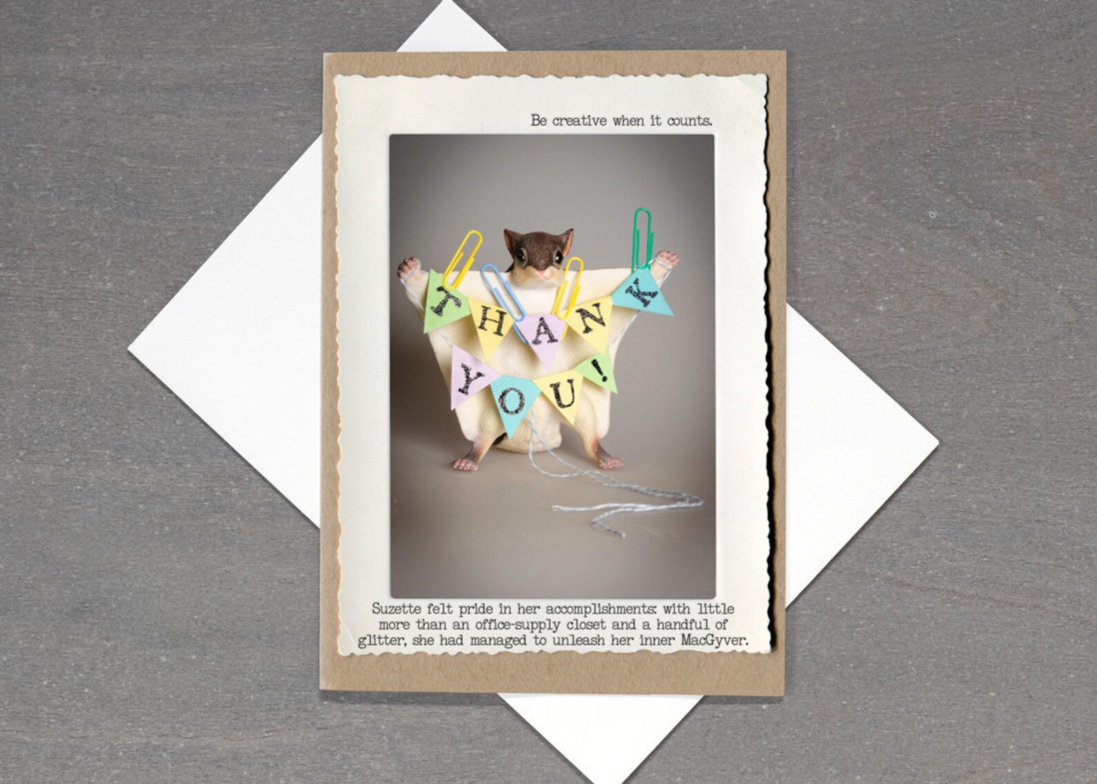Flying Squirrel Macgyver Greeting Card • Funny Thank You Card • Funny ...