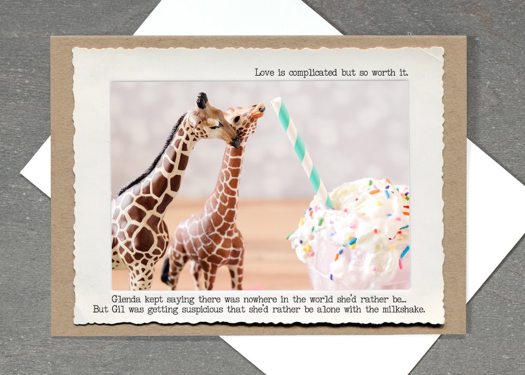 Giraffes Milkshake Romance Card • Valentine's Day - Etsy