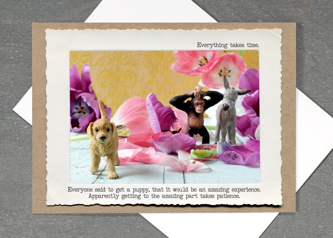 Dog Patience Greeting Card Funny Puppy Greeting Card Fist Dog Card Card ...