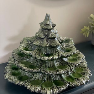 Duncan Hors D’oeuvre Deviled Egg Ceramic Christmas Tree in a Beautiful Traditional Green Glaze ...