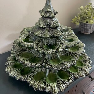 Duncan Hors D’oeuvre Deviled Egg Ceramic Christmas Tree in a Beautiful Traditional Green Glaze ...