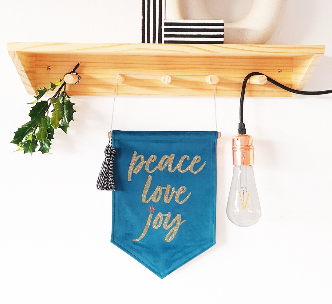 Peace Love Joy Wall Banner Holiday Pennant Christmas Pennant Luxe ...