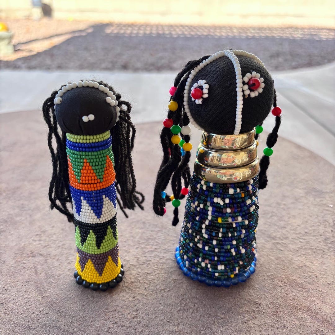 Vintage Ndebele Dolls – Mother & Daughter Pair – Handmade Beaded ...