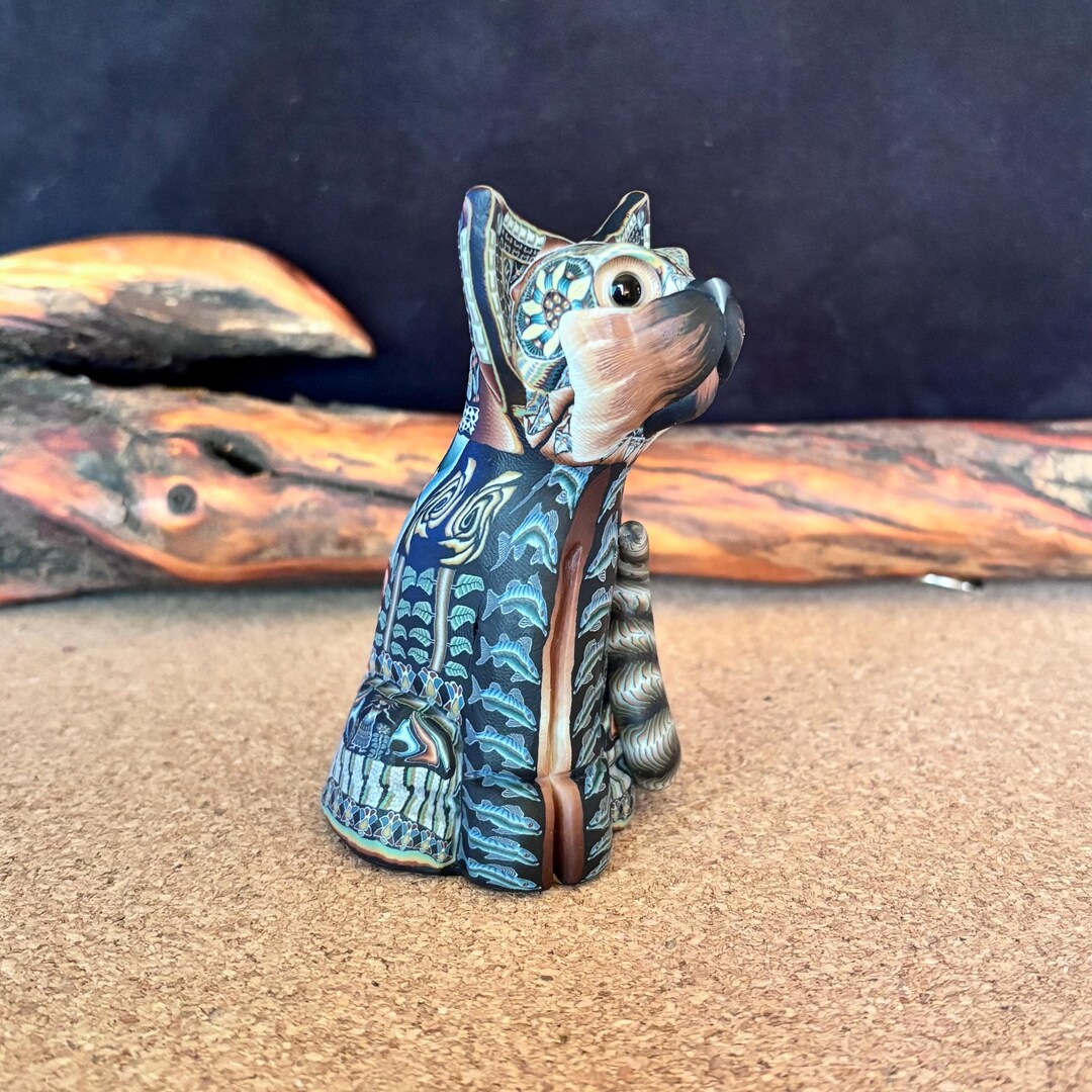 Cat. John Stuart Anderson. Sitting Cat. Polymer Clay Sculpture. Vintage ...