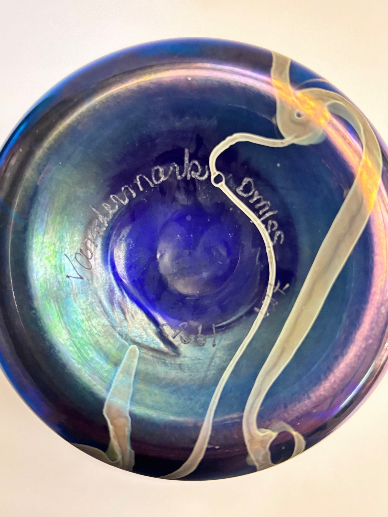 Vandermark Studios Blue Aurene Floral Glass Vase - Etsy