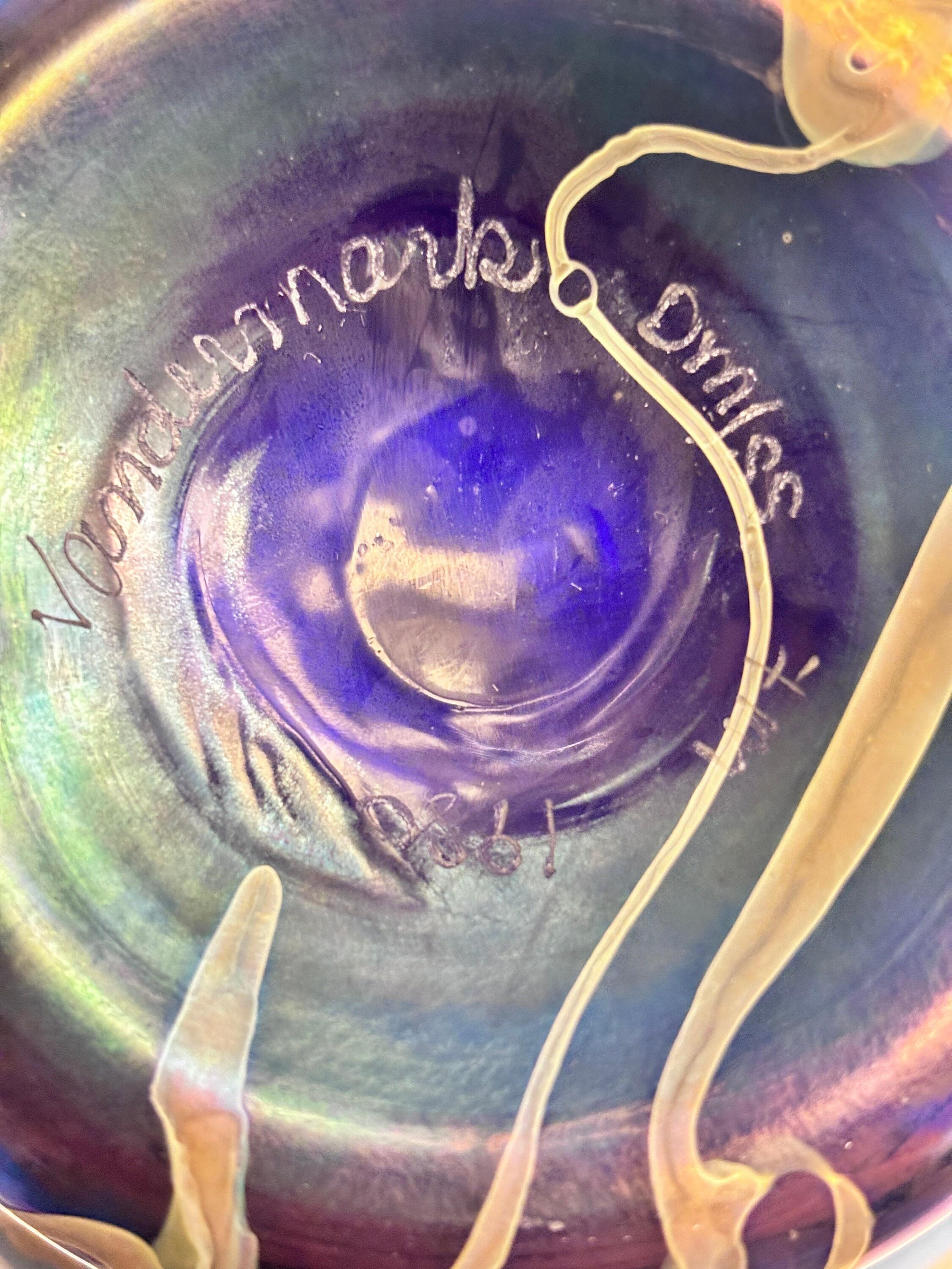 Vandermark Studios Blue Aurene Floral Glass Vase - Etsy