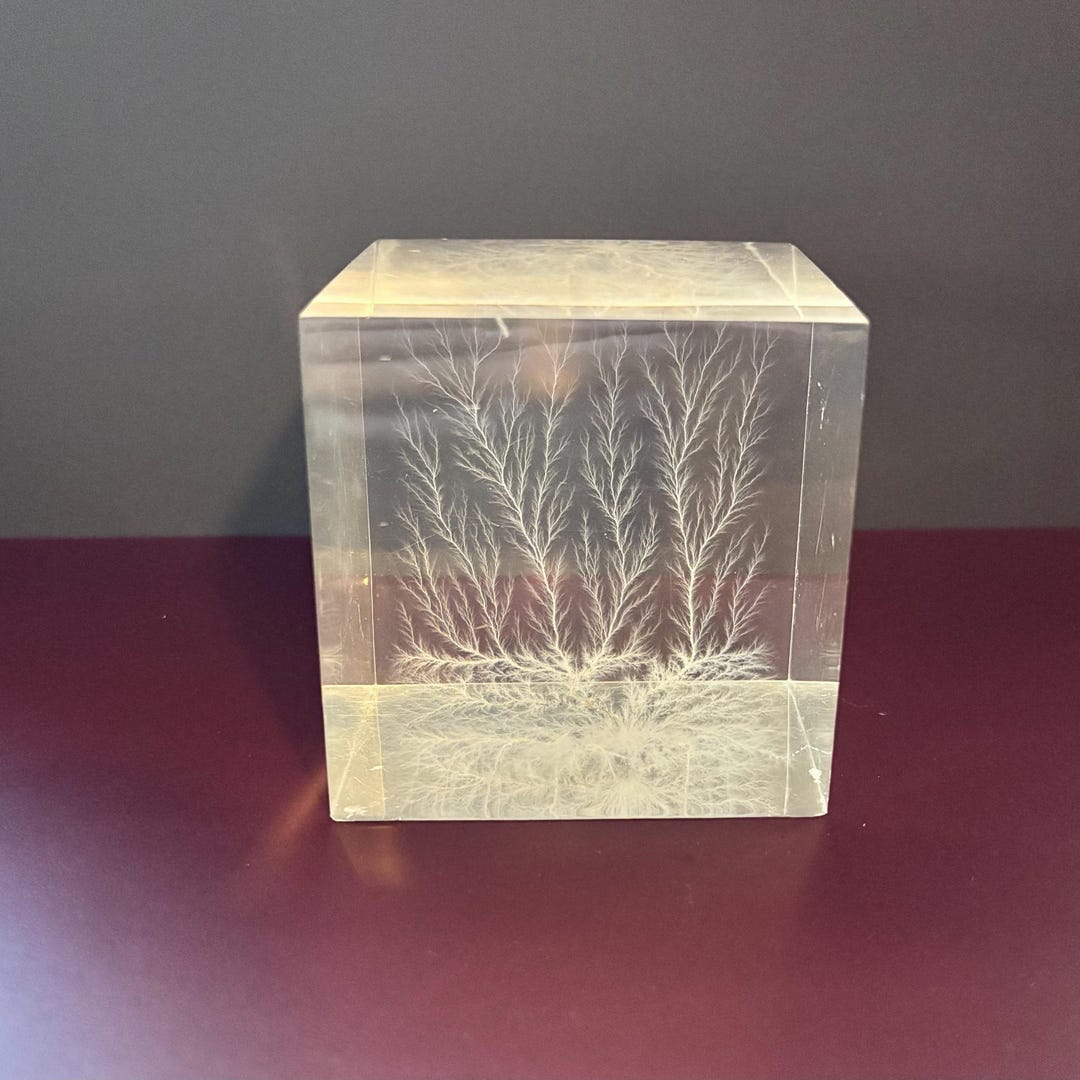 Lichtenberg Lightning Cube – 3" Acrylic Sculpture – Captured Electron ...