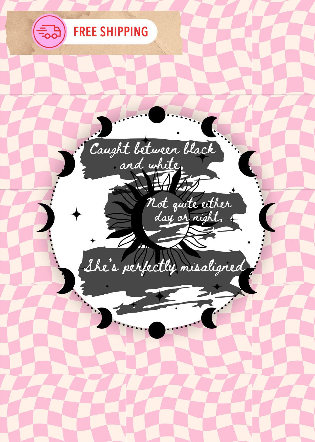 Perfectly Misaligned Aesthetic Moon and Sun Sticker - Etsy