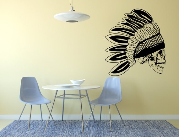 Items similar to Indian Headrest Skull Wall Decal Made To order Fast ...