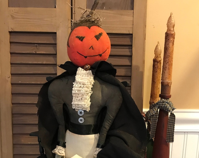 Primitive Halloween Dracula Vampire Pumpkin Man, the Count "dapper Dave ...