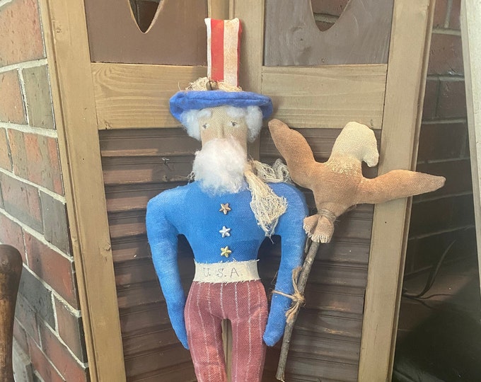 Primitive Uncle Sam With Eagle, Americana Uncle Sam With Eagle ...