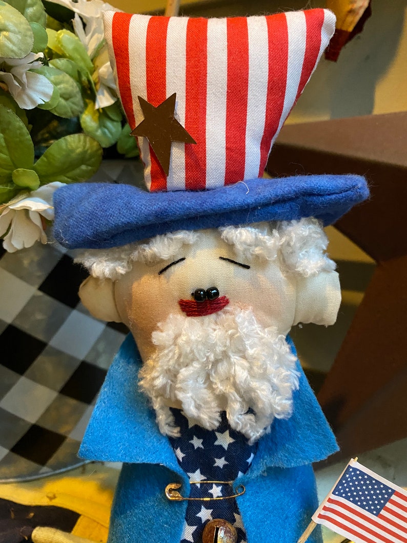 Primitive Uncle Sam Patriotic Uncle Sam Decoration With Flag - Etsy