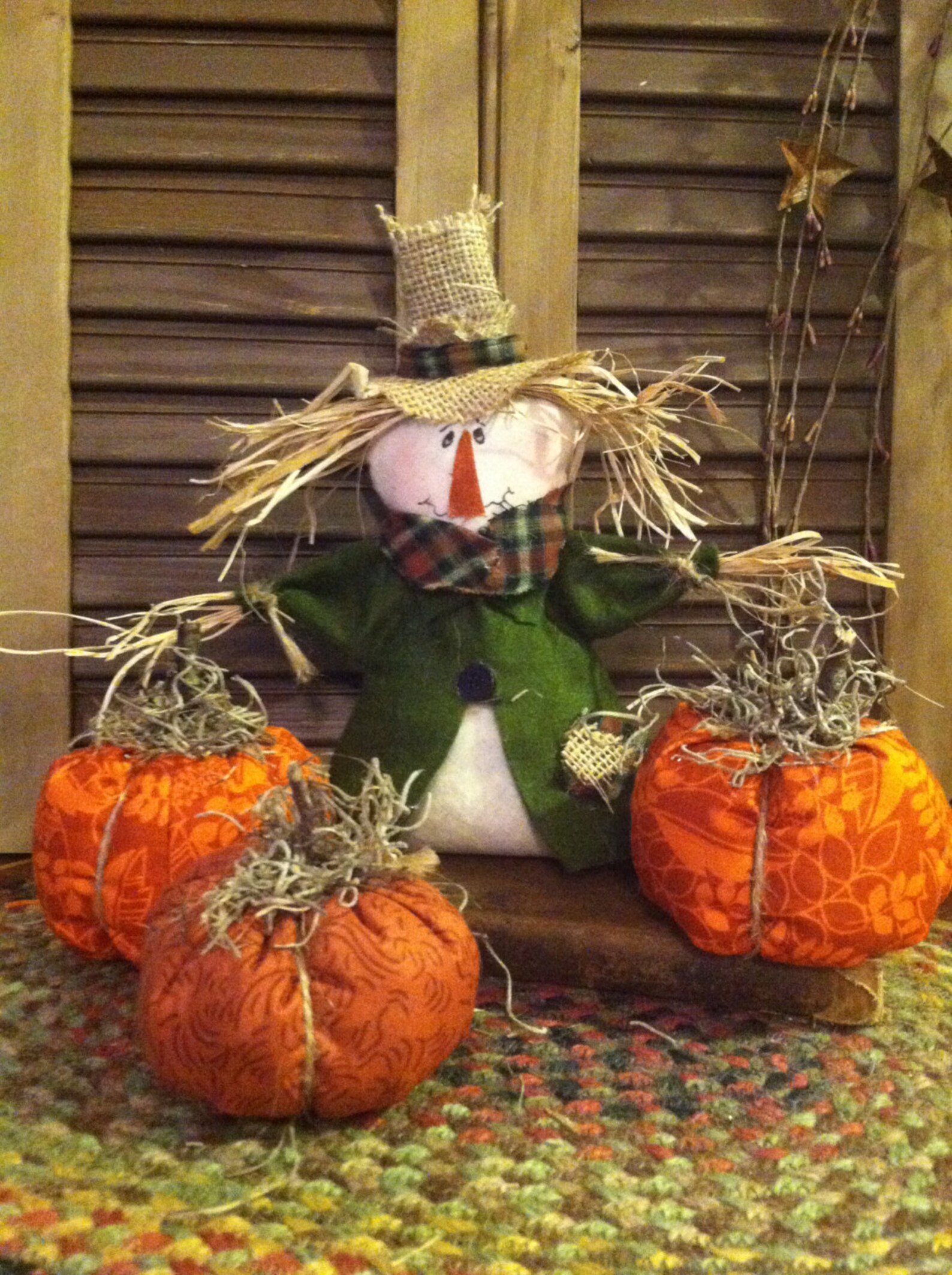 Primitive Country Fall Scarecrow in Pumpkin Patch With Three | Etsy