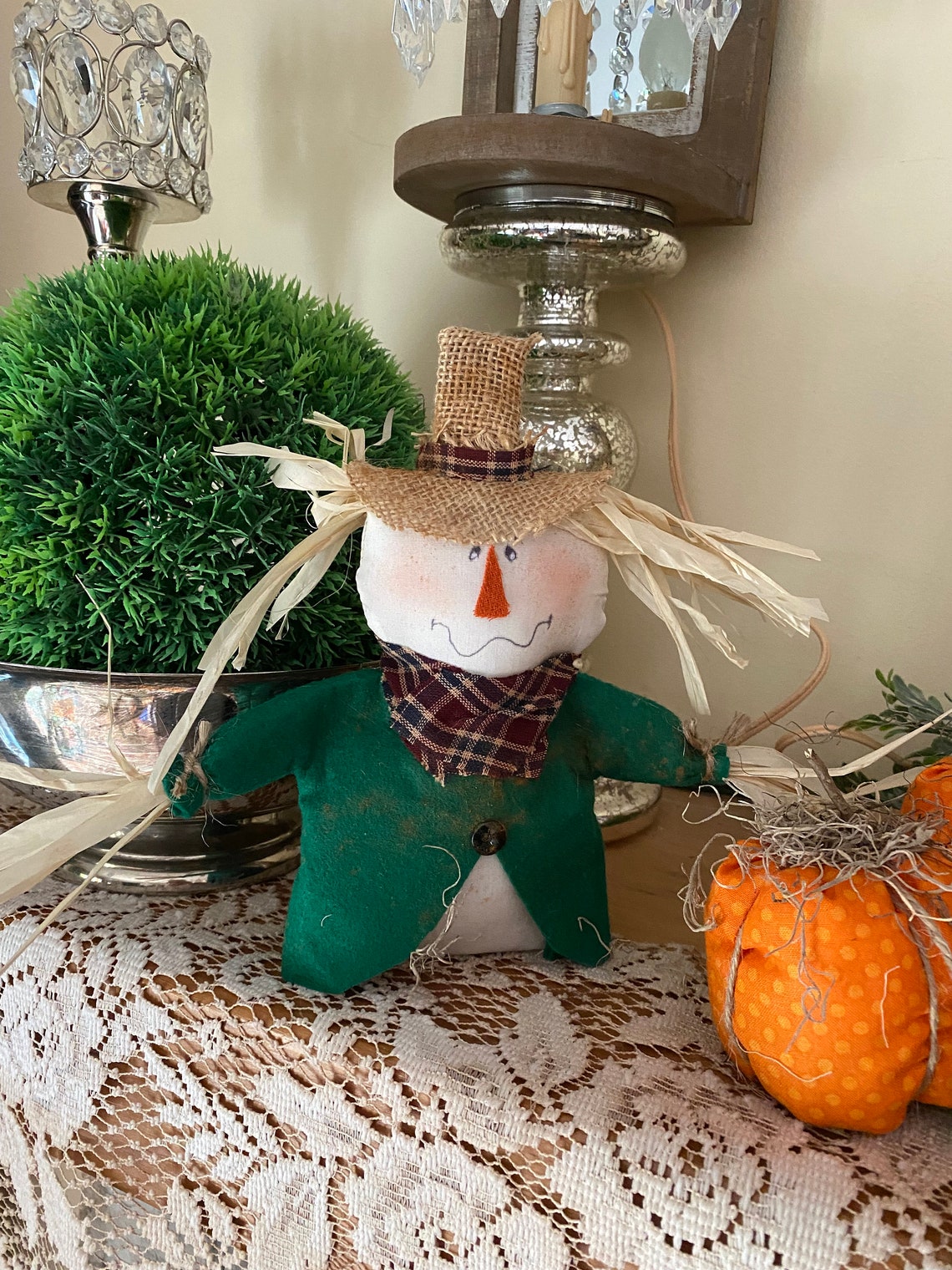 Primitive Country Fall Scarecrow in Pumpkin Patch With Three | Etsy