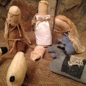 Handmade Fabric Primitive Nativity Set, Christmas Nativity, Handmade ...