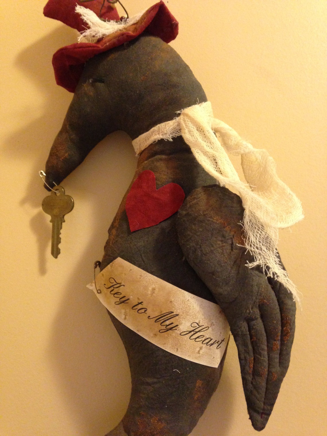 Handmade Primitive Valentine Crow Key to My Heart Anitque Key | Etsy