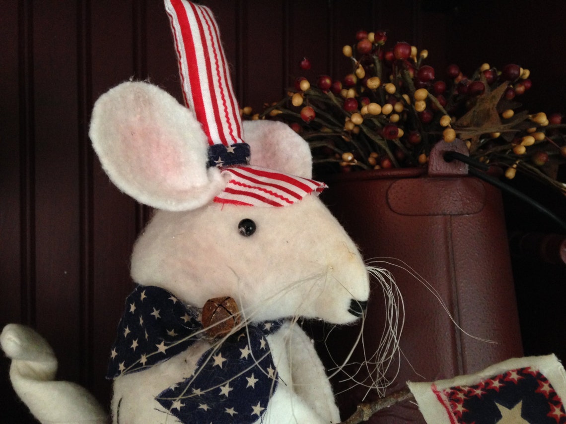 Primitive Americana Sammy the Patriotic Mouse, USA - Etsy