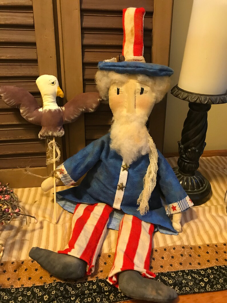 Primitive Uncle Sam Doll With Eagle Patriotic Uncle Sam Doll | Etsy
