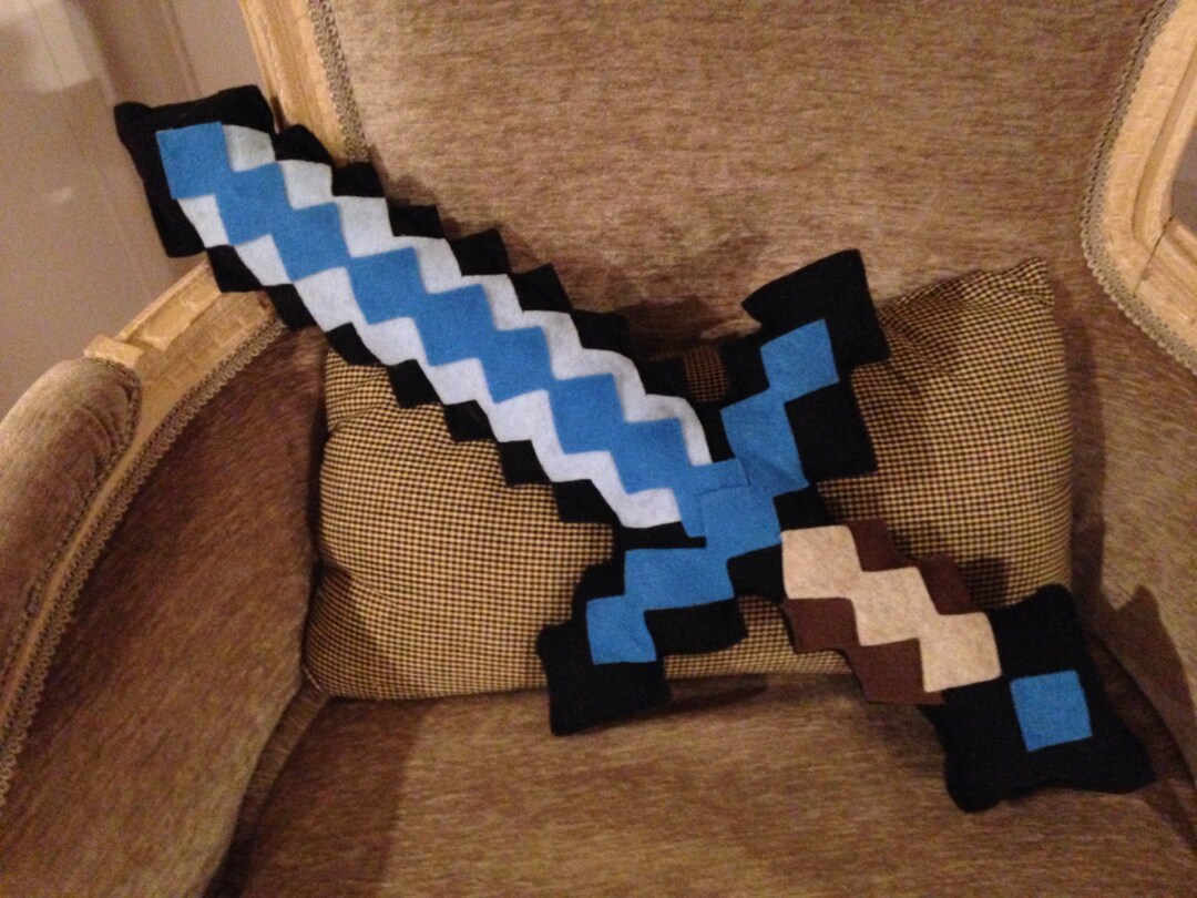 Minecraft Inspired Diamond Sword Felt Pillow, Handmade 24l Sword - Etsy