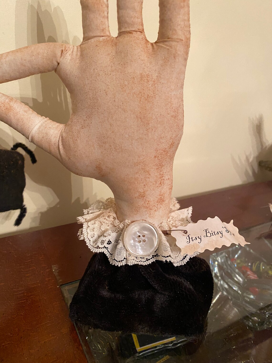 Primitive Halloween Creepy Witch Hand With Dangling Spider, Handmade ...