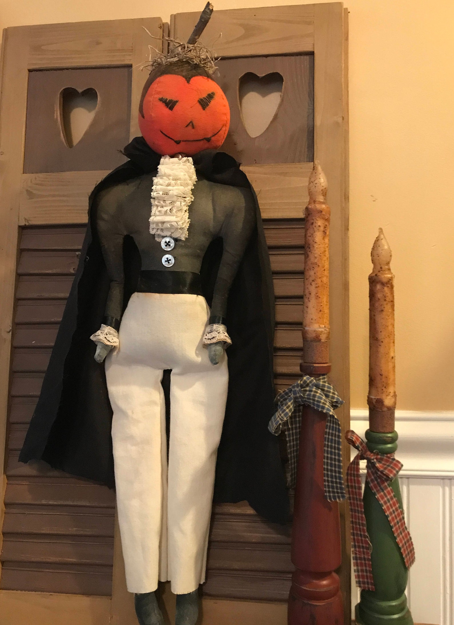 Primitive Halloween Dracula Vampire Pumpkin Man, the Count "dapper Dave ...