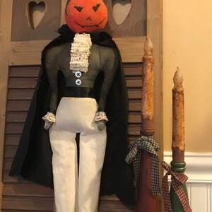 Primitive Halloween Dracula Vampire Pumpkin Man, the Count "dapper Dave ...