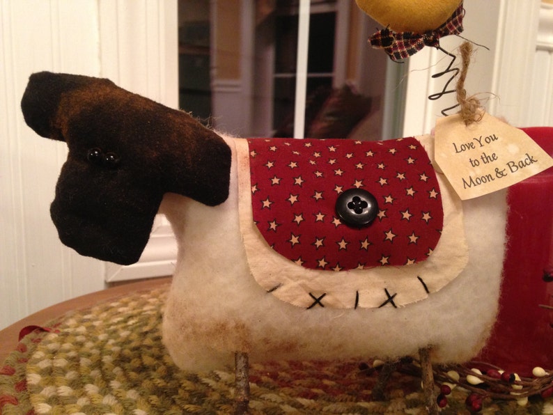 Primitive Handmade Sheep With Blanket and Wire Moon love - Etsy