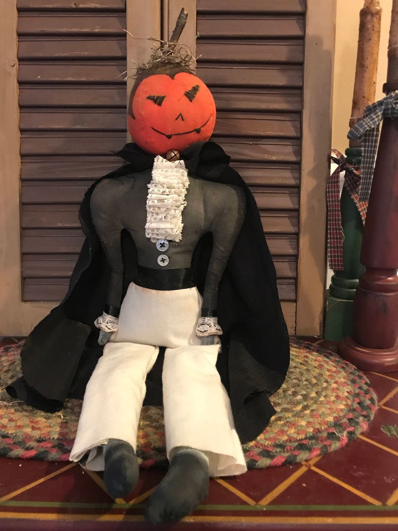 Primitive Halloween Dracula Vampire Pumpkin Man, the Count "dapper Dave ...