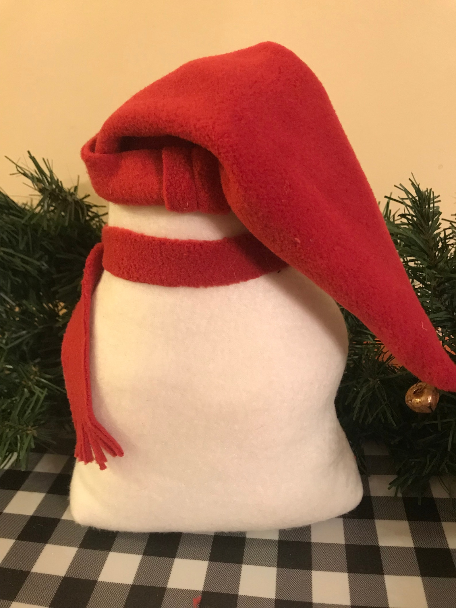 Primitive Snowman With Stitched Tree and Rusty Star, Handmade Snowman ...