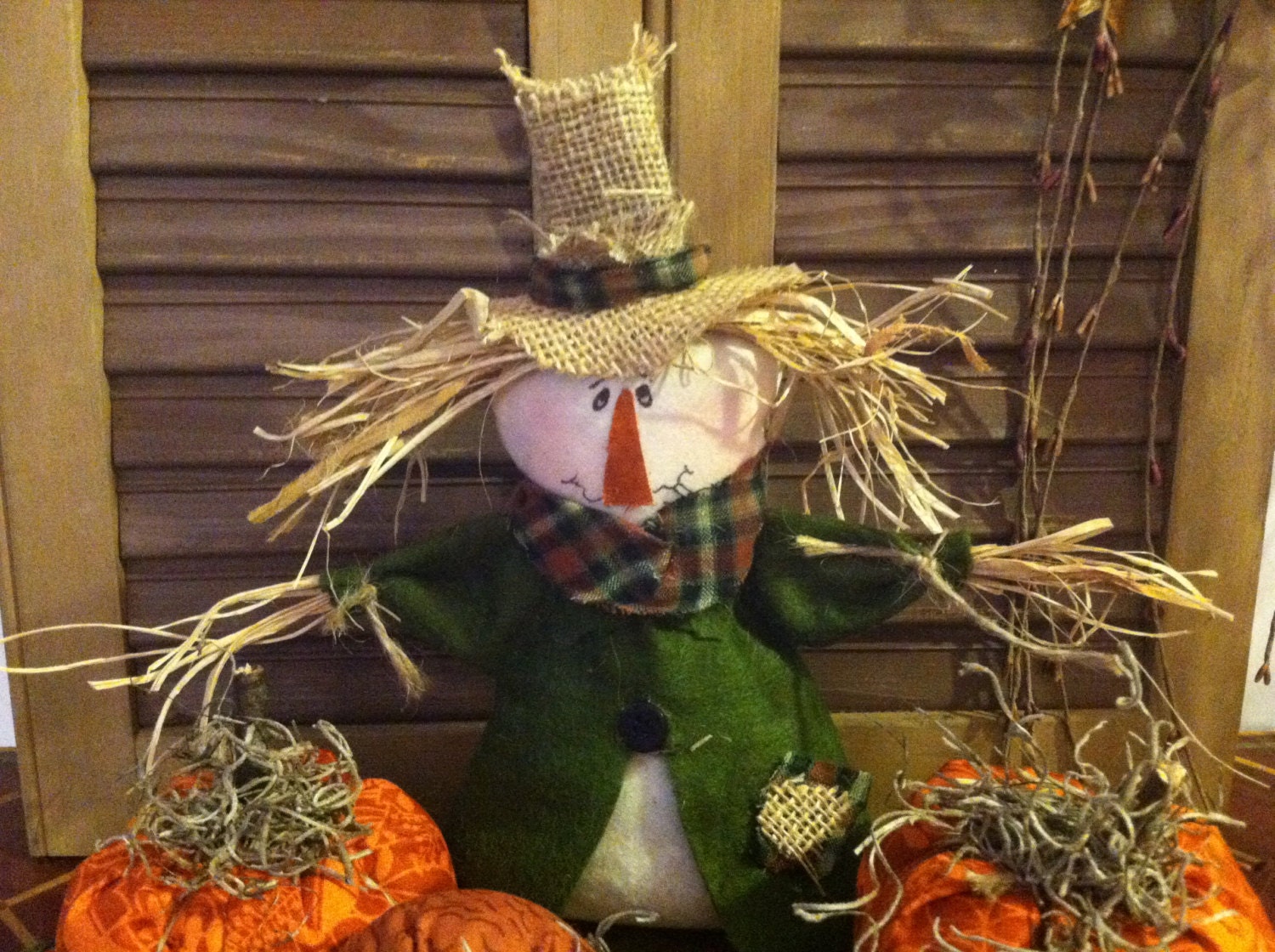 Primitive Country Fall Scarecrow in Pumpkin Patch With Three | Etsy