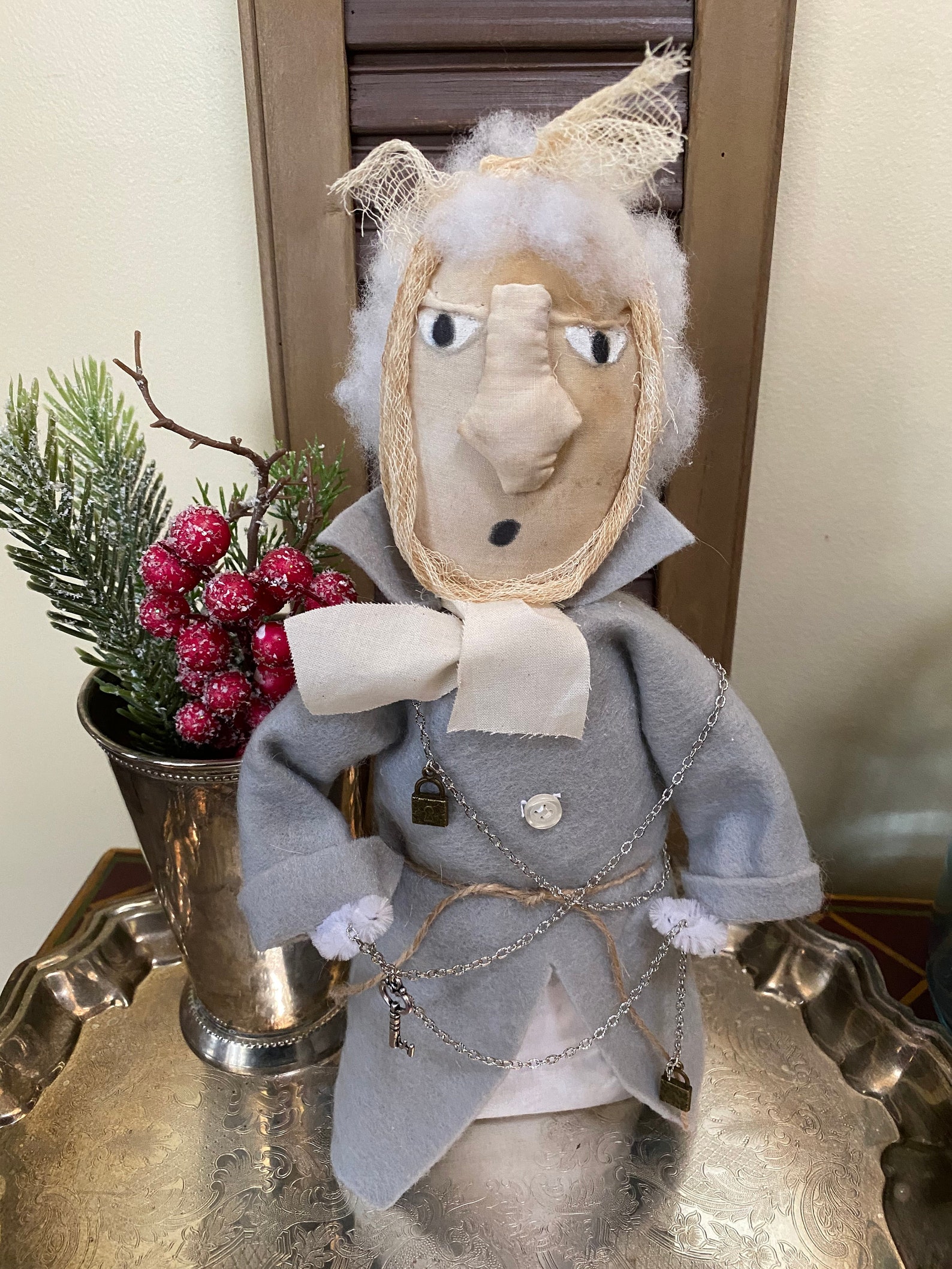 Primitive Christmas Scrooge Doll, Handmade Scrooge Doll, Christmas ...