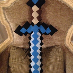 Minecraft Inspired Diamond Sword Felt Pillow, Handmade 24l Sword - Etsy