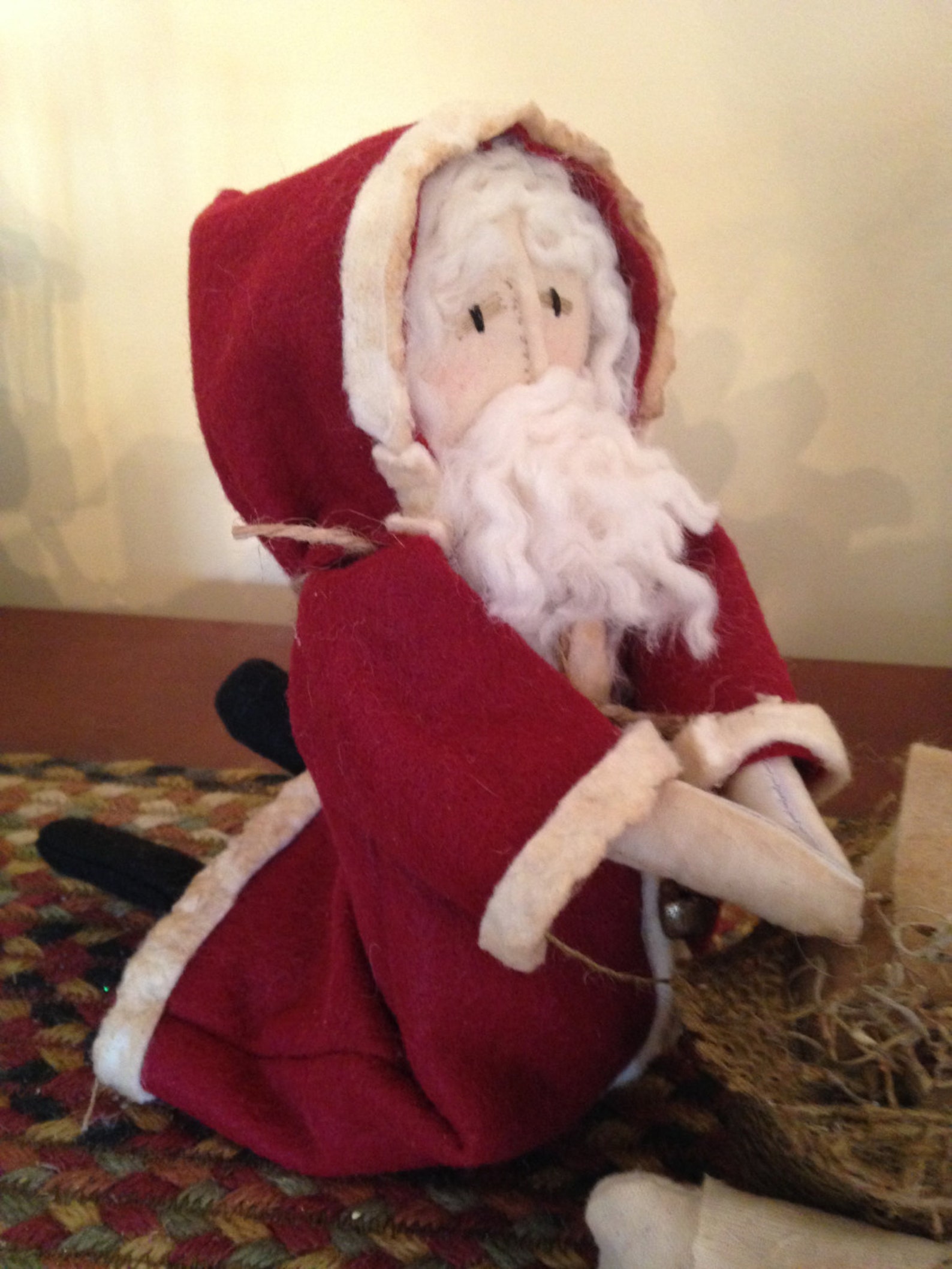 Primitive Christmas Nativity Santa With Baby Jesus and Sheep Shelf ...