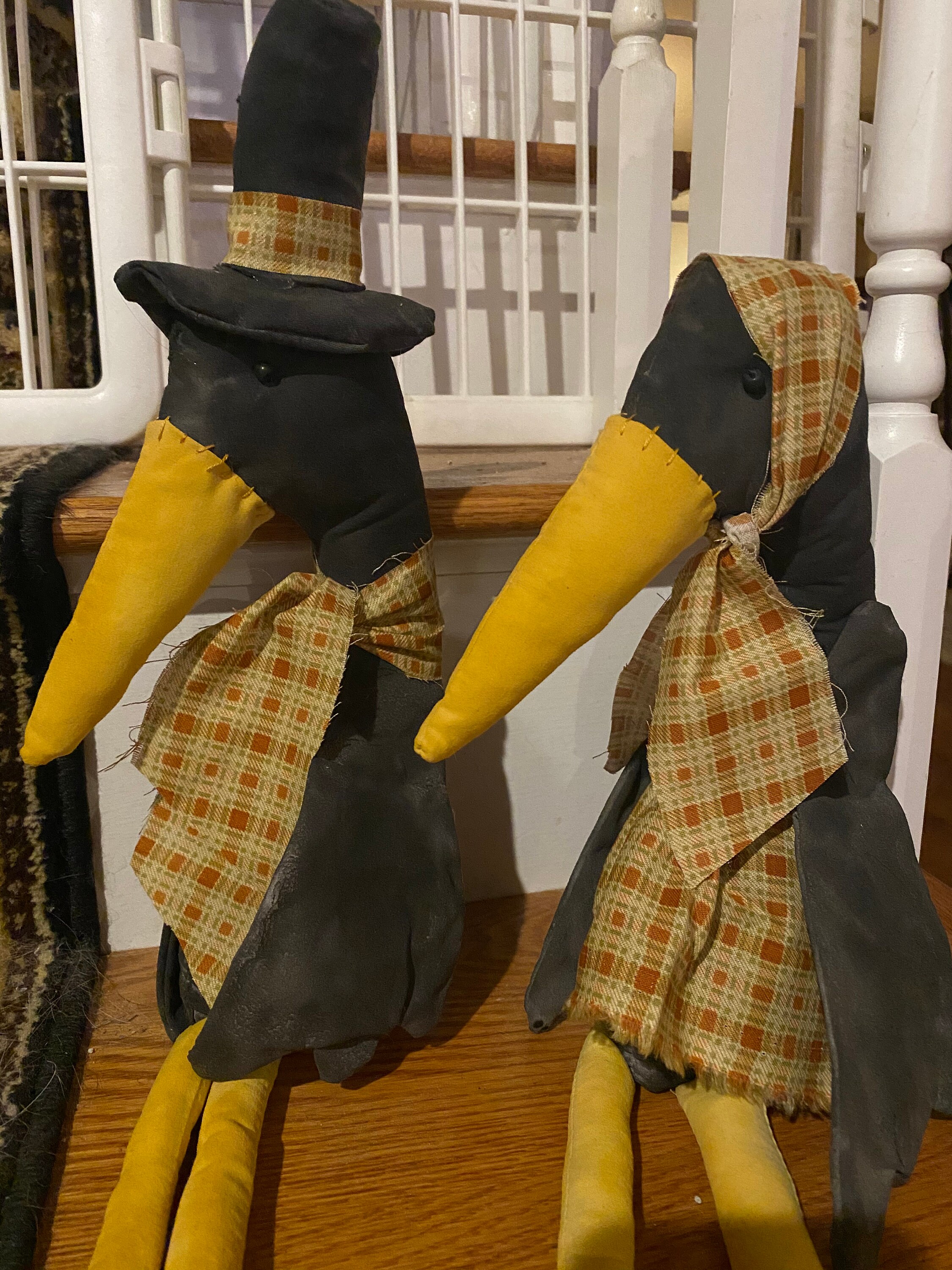 Large Primitive Thanksgiving Crow Dolls, Couple of Individual Crow ...